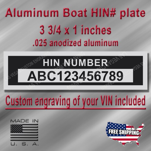 HIN Tag - Boat Hull, Serial number Plate - Aluminum - Engraved with ...