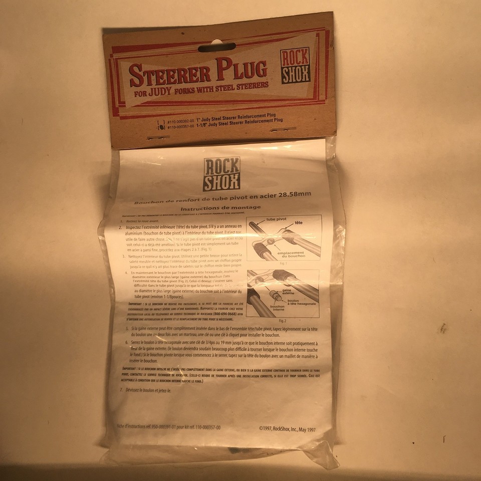 NOS Rockshox Steerer Tube Plug for Judy Forks with Steel Steerer 1-1/8 ...