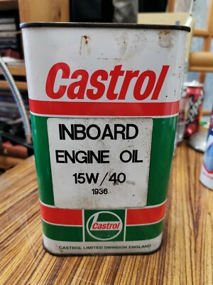 VINTAGE CASTROL INBOARD ENGINE OIL TIN 1 LITRE GARAGE DISPLAY ...