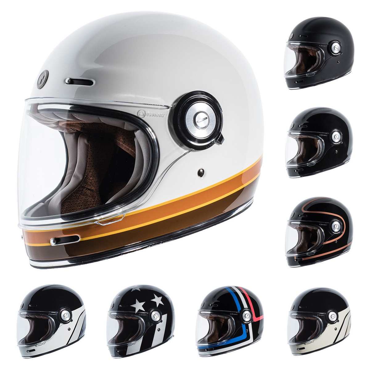 Retro Full Face Helmet VIPER F659 RETRO VINTAGE FIBREGLASS FULL FACE