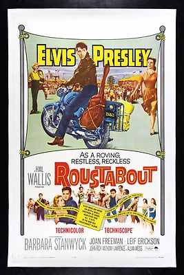 ROUSTABOUT CineMasterpieces ELVIS PRESLEY BIKER MOTORCYCLE MOVIE POSTER ...