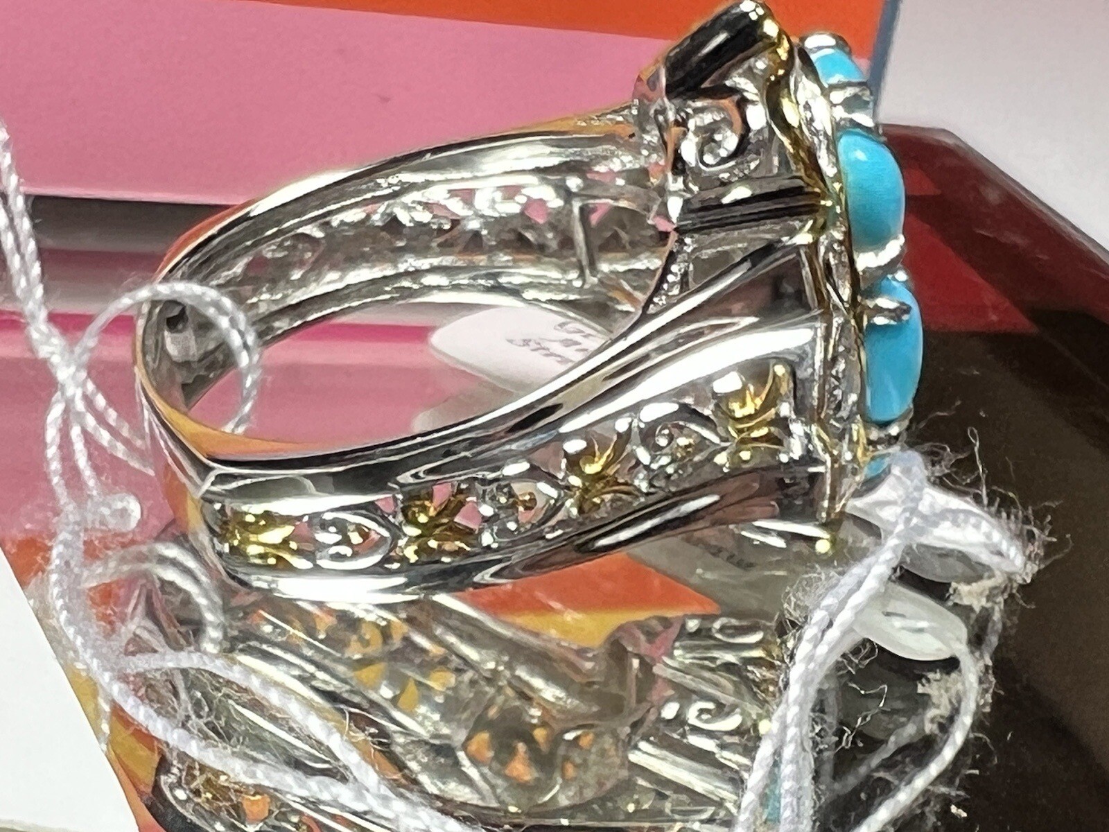 GEMS EN VOGUE MICHAEL VALITUTTI STERLING KINGMAN TURQUOISE GOLD RING ...