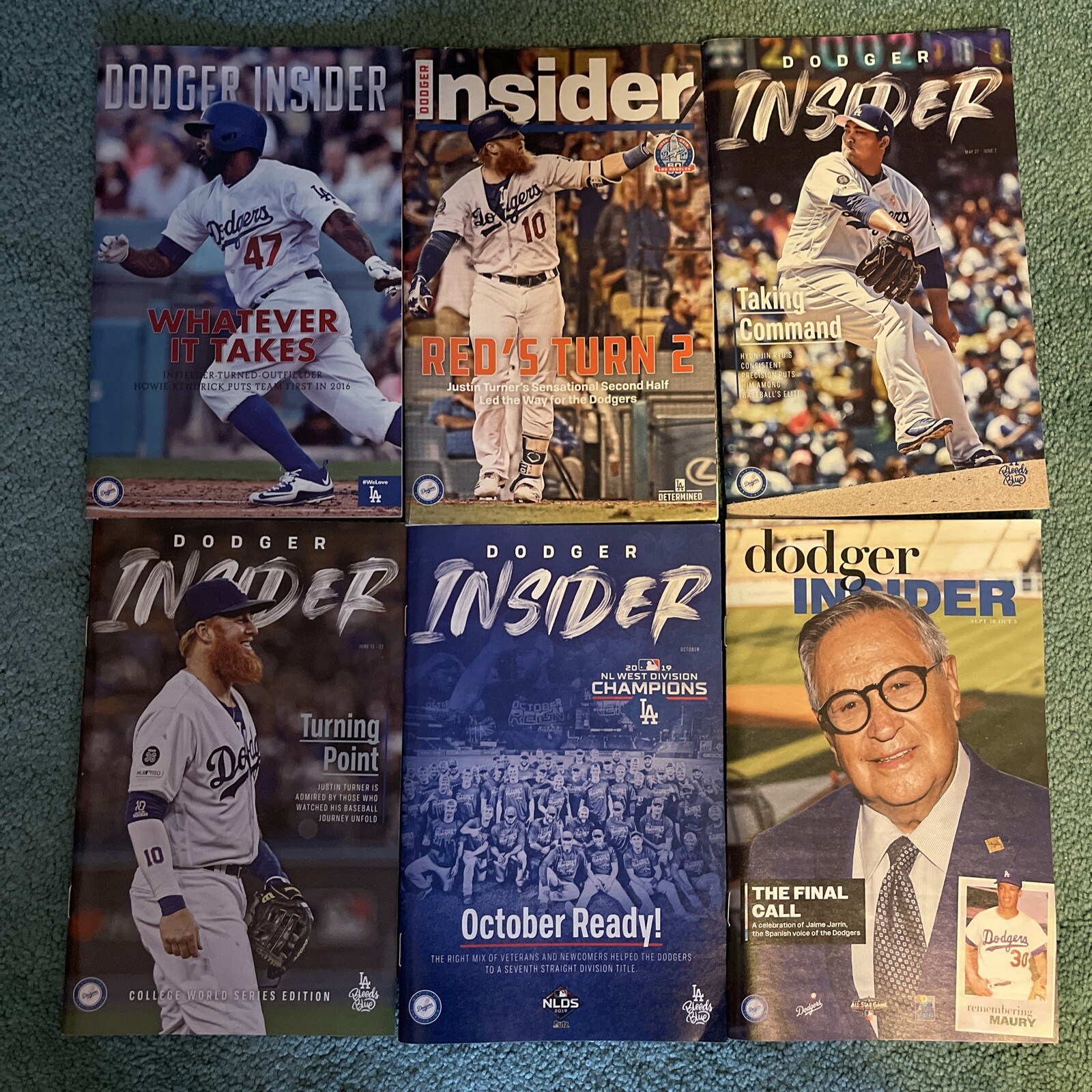 LOT OF 18 Los Angeles Dodgers Insider Magazine Kendrick Turner Ryu ...