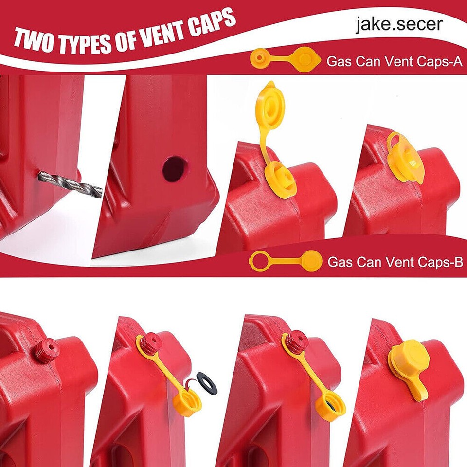 10 Yellow Fuel Gas Can Jug Vent Cap Blitz Wedco Scepter Essence Midwest ...