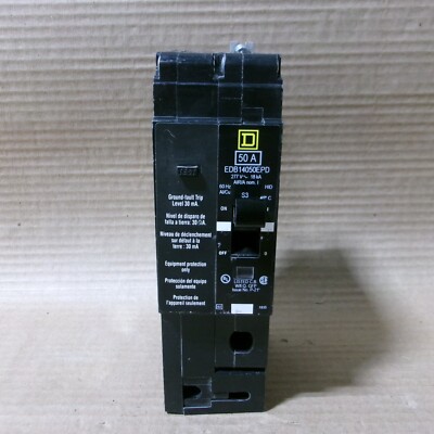 NEW SQUARE D EDB14050EPD 1 POLE 50 AMP 277V CIRCUIT BREAKER GFI ...