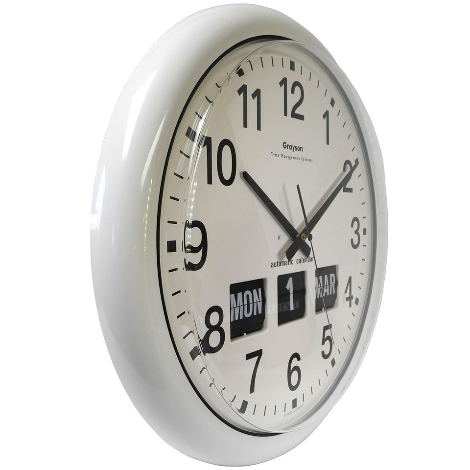 Grayson Round White Dementia or Partially Sighted Calendar Clock 460mm ...