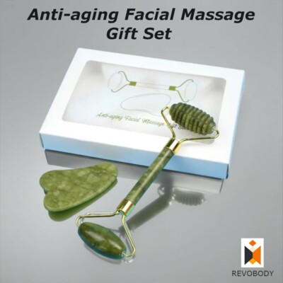 ️ Gua Sha and Face Jade Roller Box Set Facial Beauty Body Anti Ageing ...