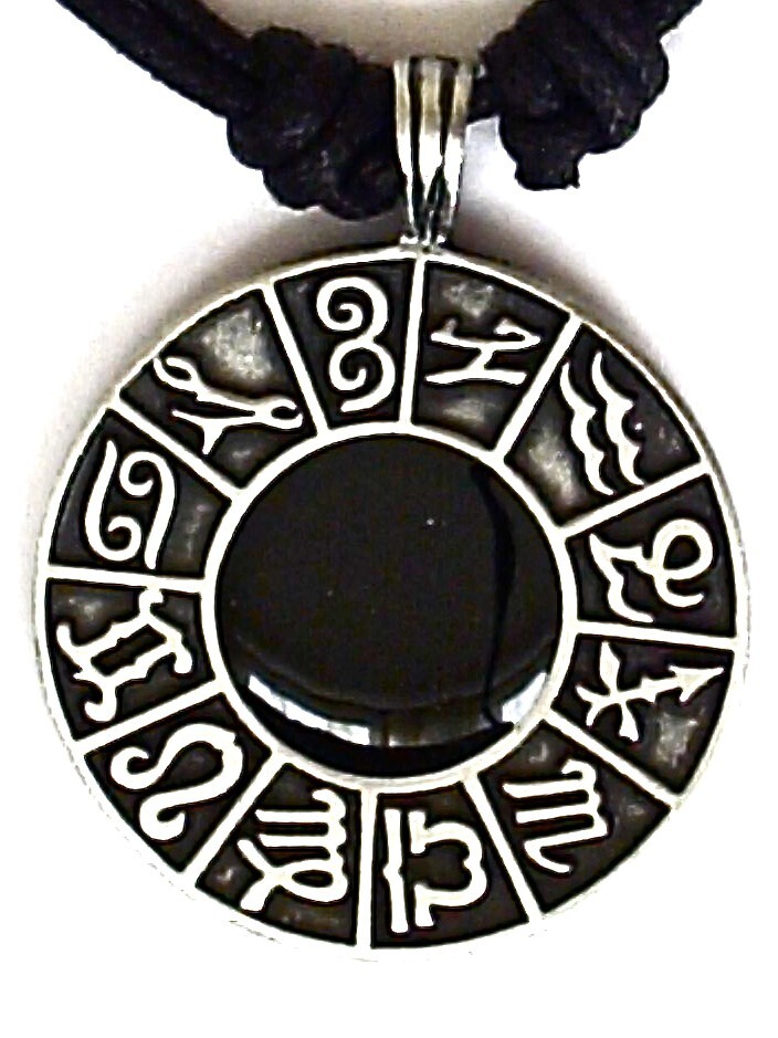 P0392 = Egyptian Zodiac symbols pewter pendant 35mm with fully ...