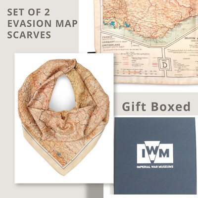Set of 2 Escape Map Scarves WW2 - Official IWM Silk Evasion Scarf Sale | eBay UK