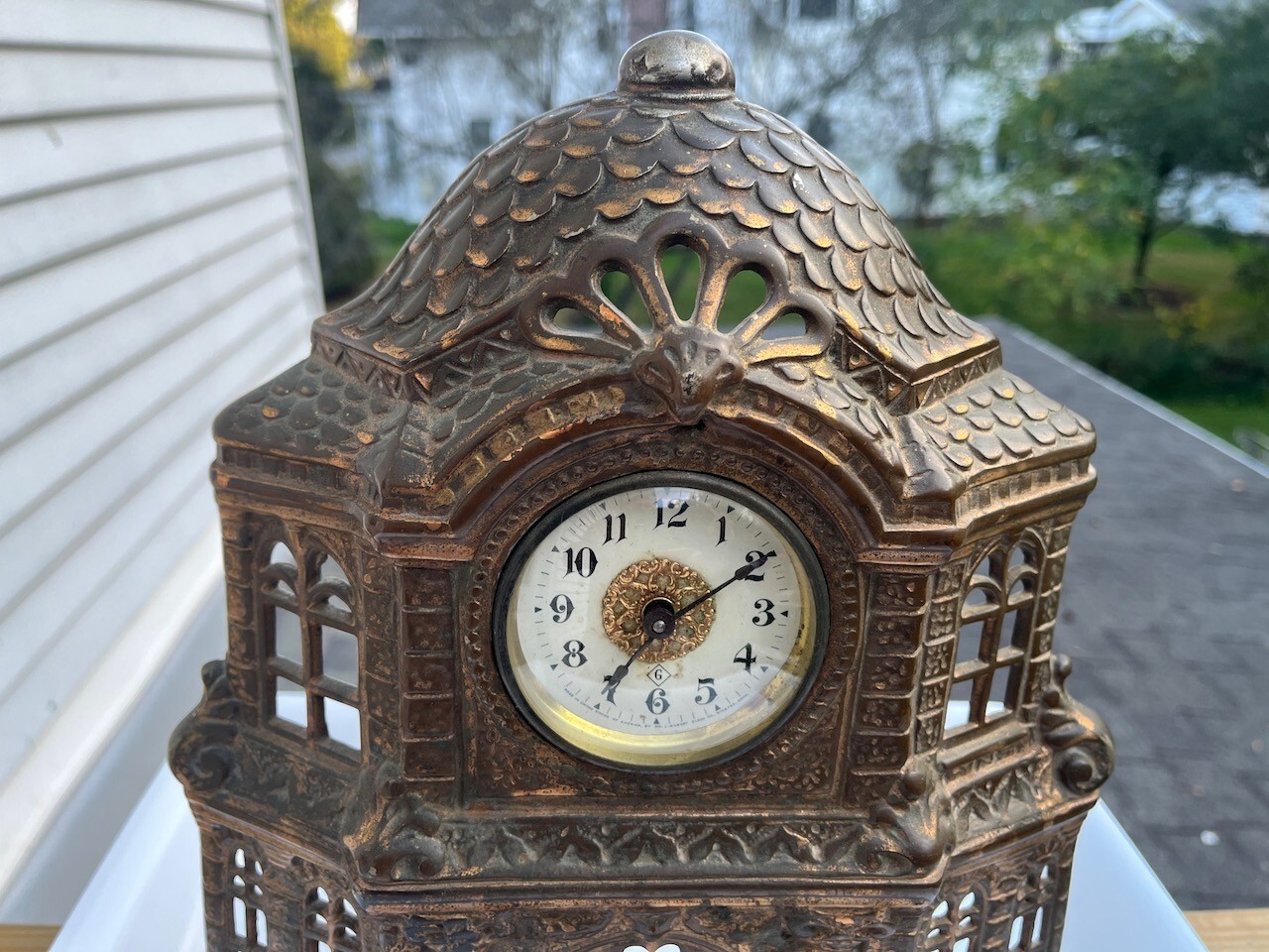 Gilbert ANTIQUE Cathedral Clock, Copper, 1904, Working, Alarm, Video ...