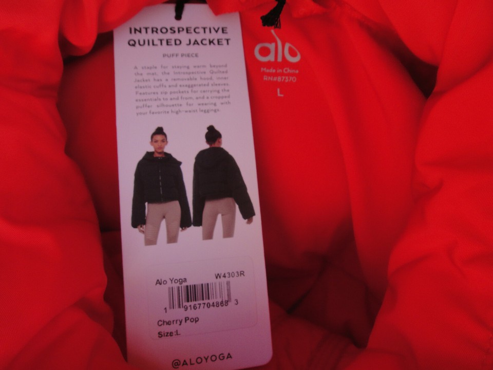 Alo INTROSPECTIVE QUILTED JACKET, Cropped Puffer Silhouette Cherry Pop ...