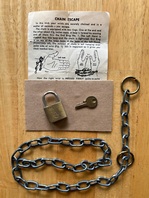 VINTAGE SIBERIAN CHAIN ESCAPE MAGIC TRICK W/INSTRUCTIONS FROM THE 40'S ...