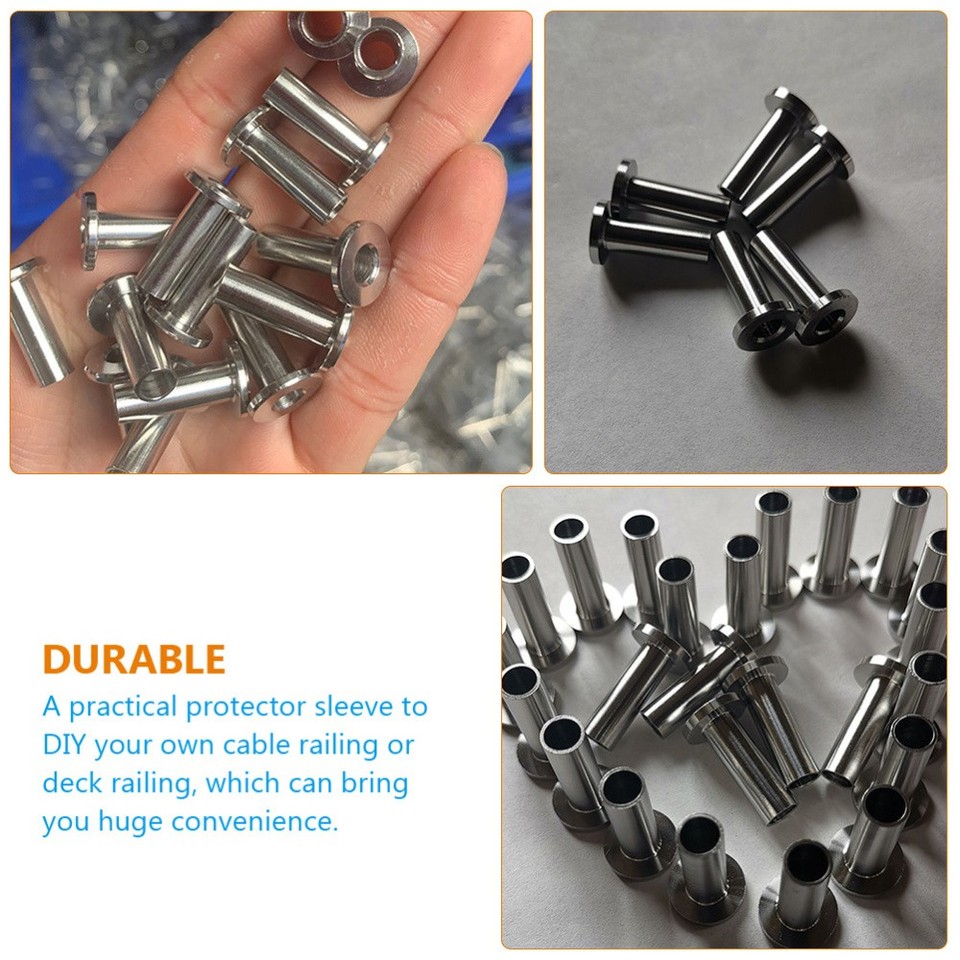 10 Pcs Deck Cable Railing Protector Sleeve Stainless Steel Protective ...