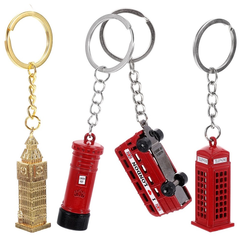 4 Pcs Bus Model Keychain London Souvenir Keychains Father Miss ...