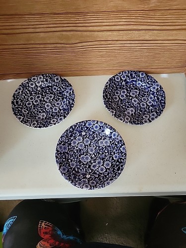 Burleigh Calico Blue China Staffordshire 2 Bread Plates & 1 Saucer ...