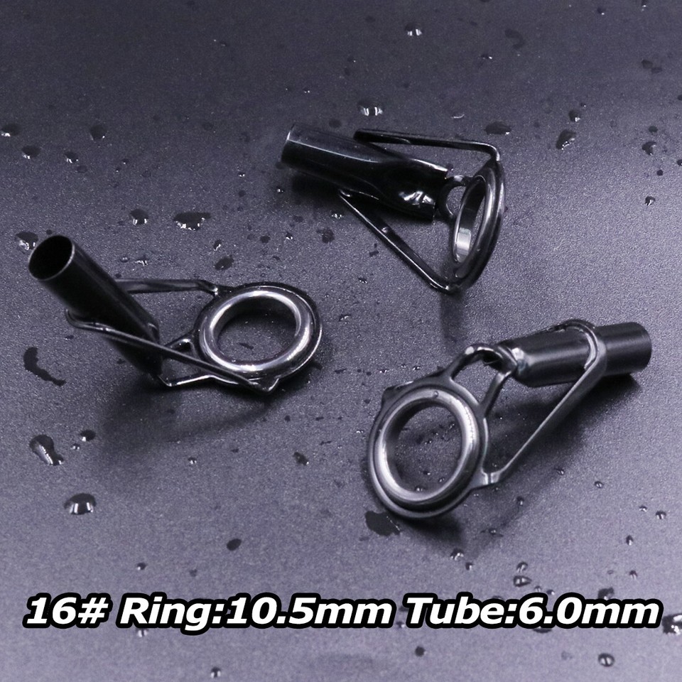 Black Fishing Rod Tip Guides Stainless Steel Ceramic Ring 1.8mm~8mm ...