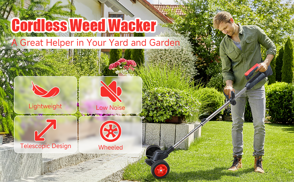 Cordless Grass String Trimmer Cutter Electric Weed Whacker Lawn Mower ...