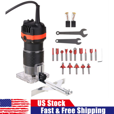 33000RPM 800W 110V Wood Router Tool Compact Trim Router with 15 Wood ...
