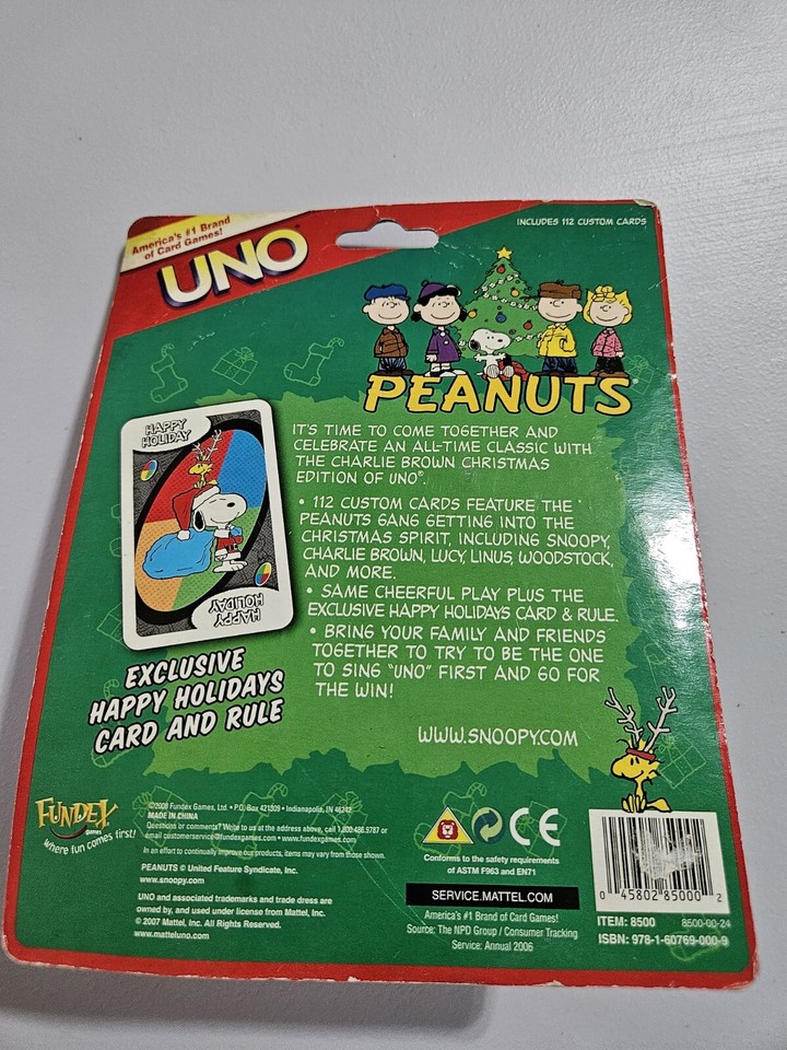 UNO Peanuts Charlie Brown Christmas Edition Snoopy Dog House 2008 ...