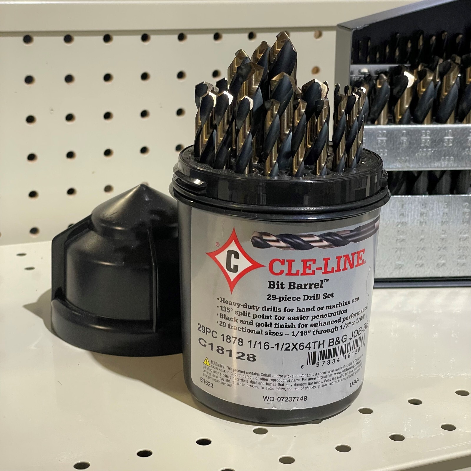 Cle-Line Bit Barrel C18128 1878 29pc Black & Gold Jobber Length Drill ...