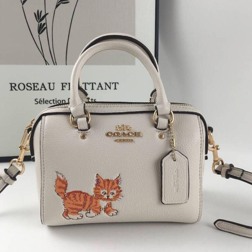 COACH Rowan MINI XS Dancing Kitten Cat Crossbody Bag Chalk Gold CD445 ...