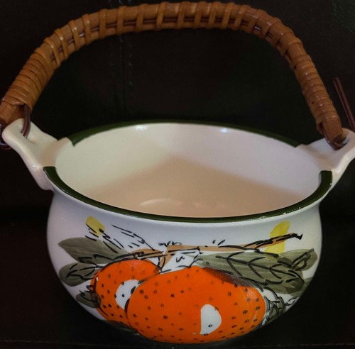 Mini Pot Hand painted oranges and leafs No lid! 8” x 5” | eBay