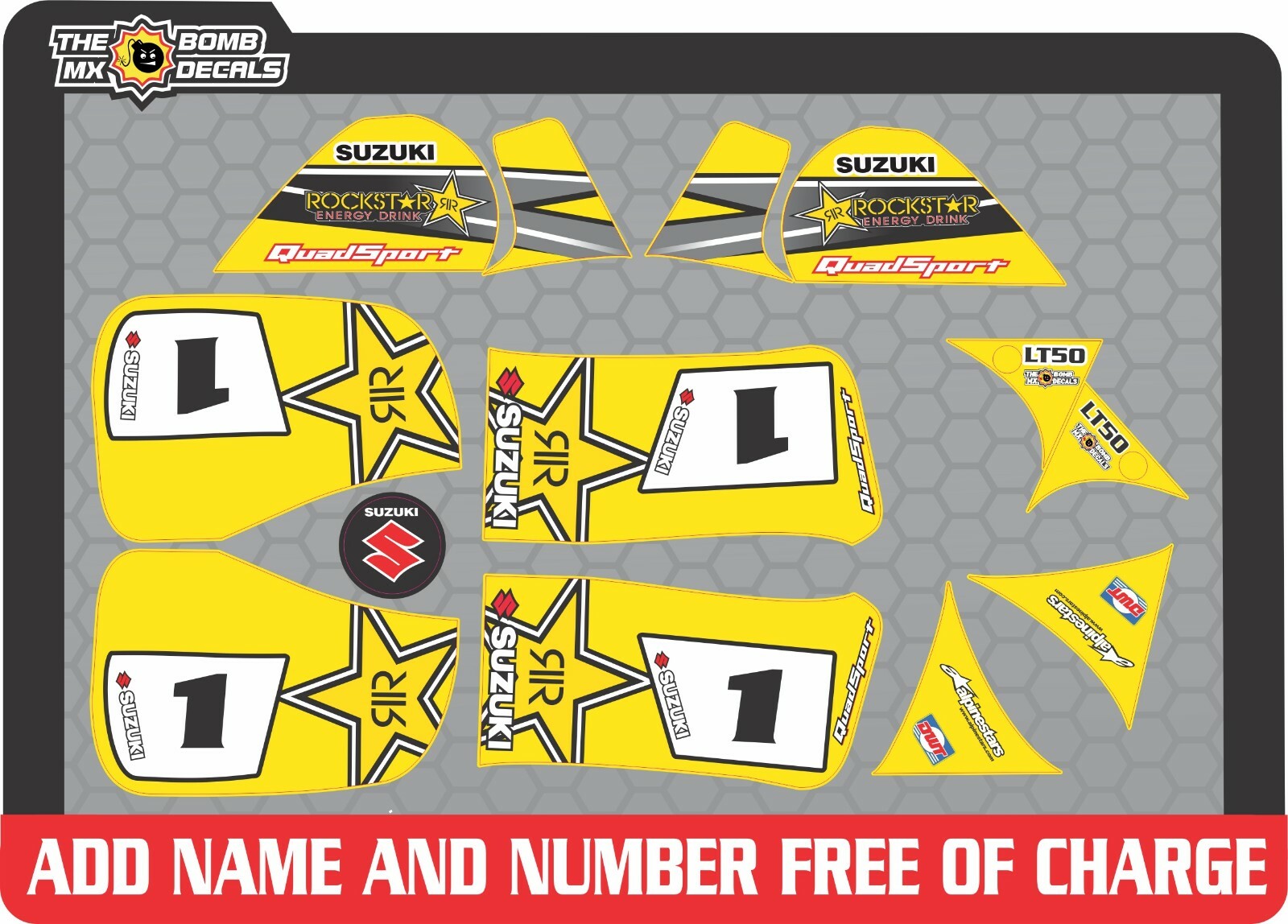 suzuki lt50 quad graphics stickers decals name & number lt 50 mx ...