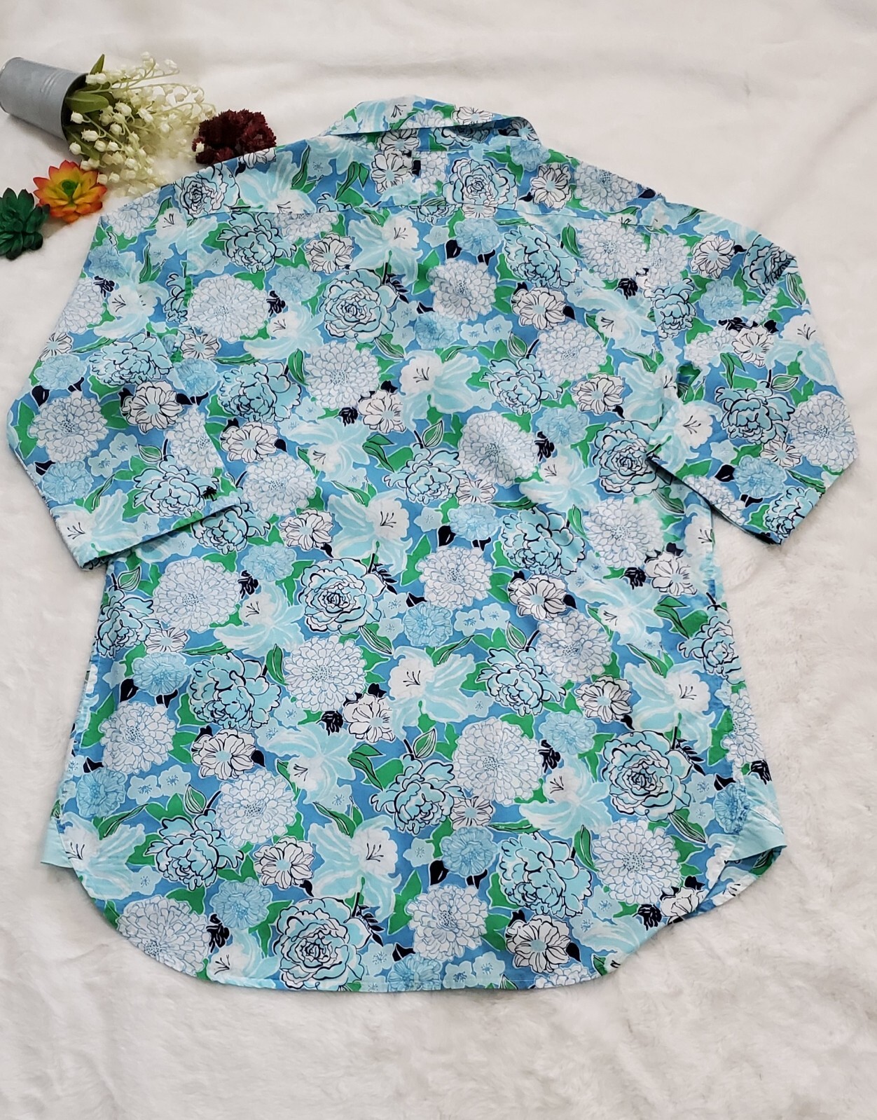 lilly pulitzer Blue Floral Bloom Button Front Tunic T… - Gem