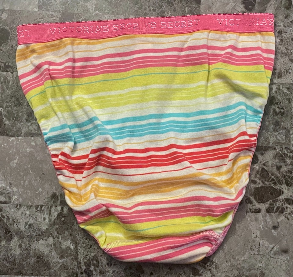 NWT VICTORIA'S SECRET M STRIPE 100% COTTON VINTAGE RARE HIGH LEG BRIEF ...