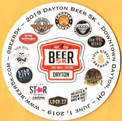 Dayton Beer 5K 2019 Beer Coaster Dayton OH Shows Many Beer Logos | eBay