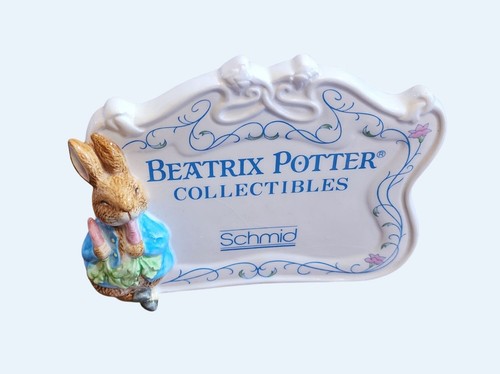 Vtg Schmid Beatrix Potter Porcelain Display Sign w 3D Peter Rabbit ...
