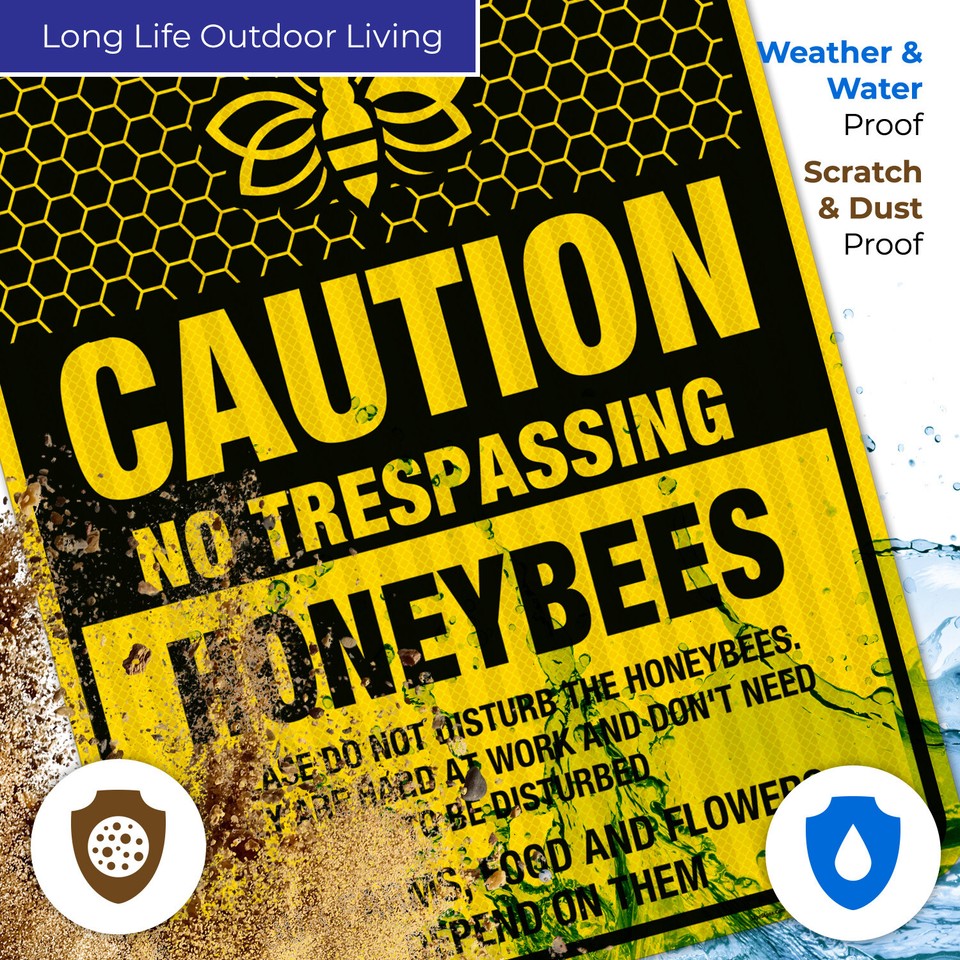 Bee Sign, Caution No Trespassing Honeybees at Work Sign, | eBay