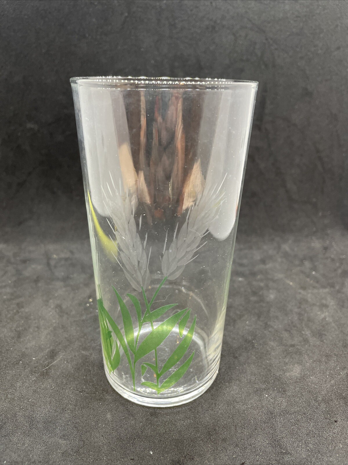 vintage drinking glasses set 7 Etched Wheat Pattern On Green Stem | eBay