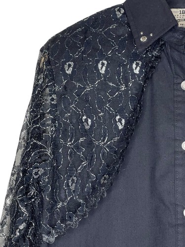 Vintage 1849 Authentic Ranchwear Lace Western Shirt Black Silver ...