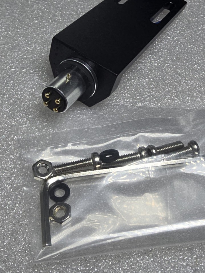 NEW! AZIMUTH ADJUST HEADSHELL BLACK ALUMINUM + HARDWARE SILVER WIRES 1 ...
