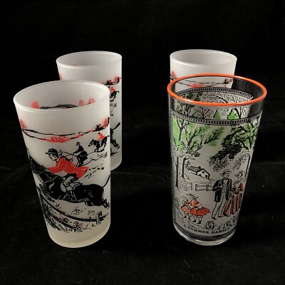 4 VINTAGE TOM COLLINS DRINKING GLASSES - 3 FROSTED | eBay