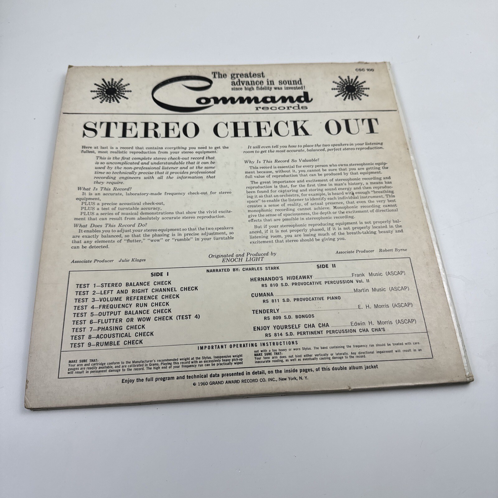 Stereo Check Out - Command CSC 100 (1960) LP Non-Music Gatefold VG+ ...