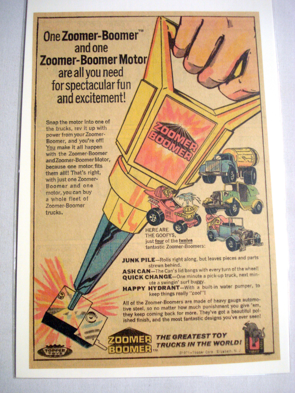 1971 Ad Zoomer-Boomer Trucks and Zoomer-Boomer Motor, Topper Toys ...