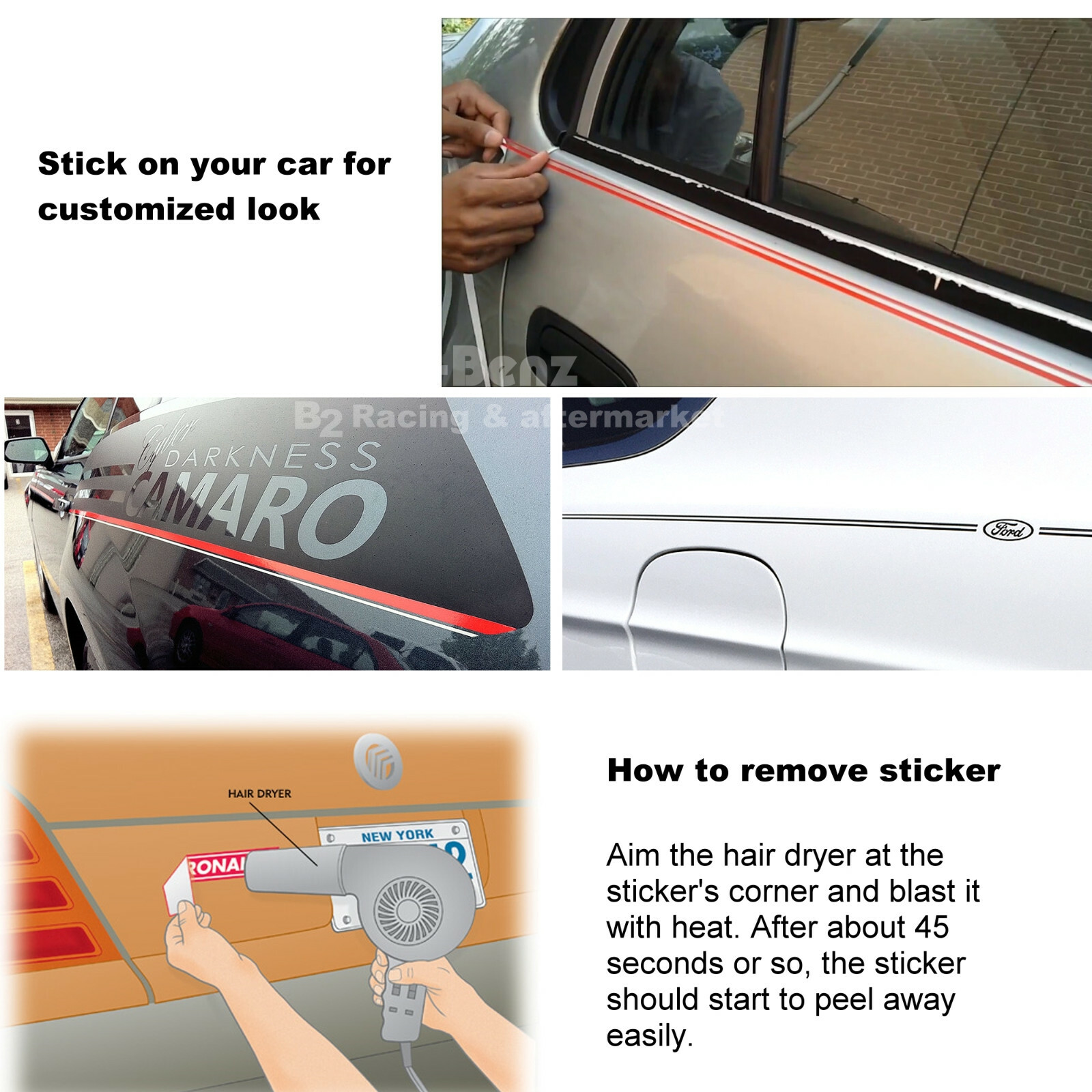 18mm (3/4") of Car & Motor Triple Pin stripe Striping tape Decals ...