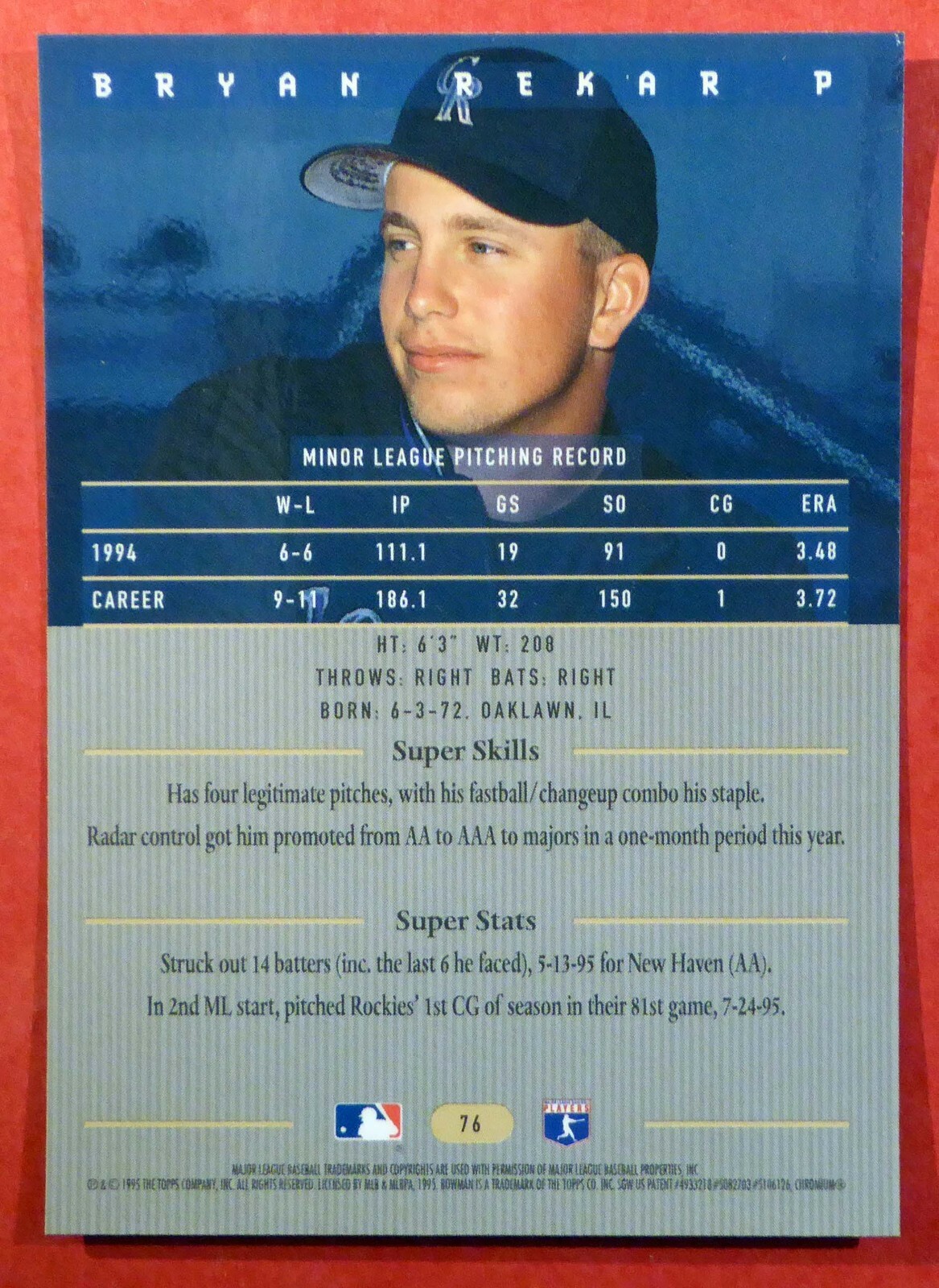 1995 Bowman's Best Bryan Rekar #B76 (Rockies) NM+ | eBay