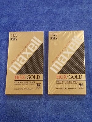 MAXELL HGX-Gold Premium High Grade T-120 NEW 2 Factory Sealed Blank VHS ...