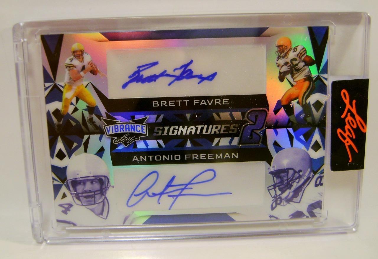BRETT FAVRE ANTONIO FREEMAN #5 /10 AUTO SIGNATURES FOOTBALL LEAF ...
