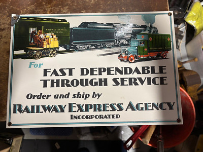 RAILWAY EXPRESS AGENCY SERVICE SIGN Enameled Porcelain Sign 1984 | eBay