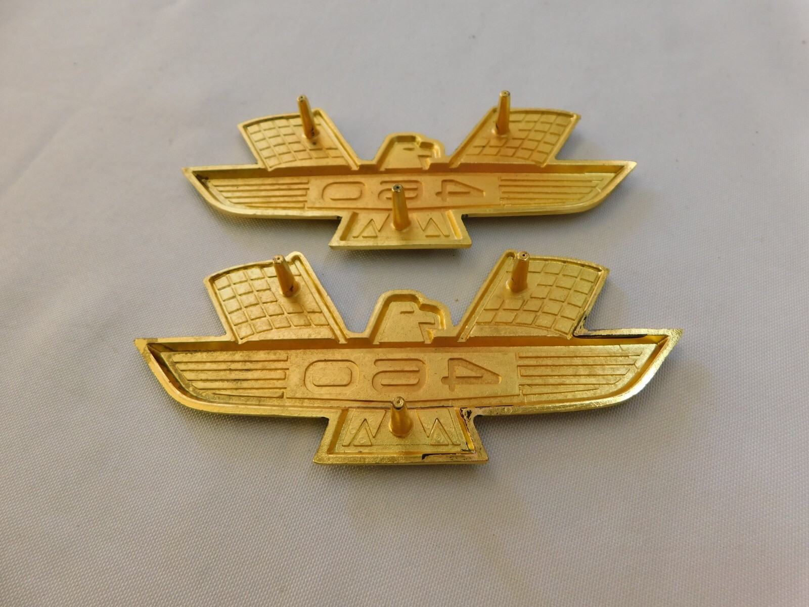 Ford 460 Crossed Flag Fender Emblems Gold Mustang Fairlane Galaxie ...