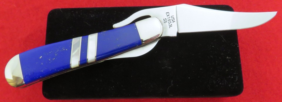 Case XX Russlock Knife 2003 Exotic BLUE LAPIS STONE & GENUINE PEARL ...