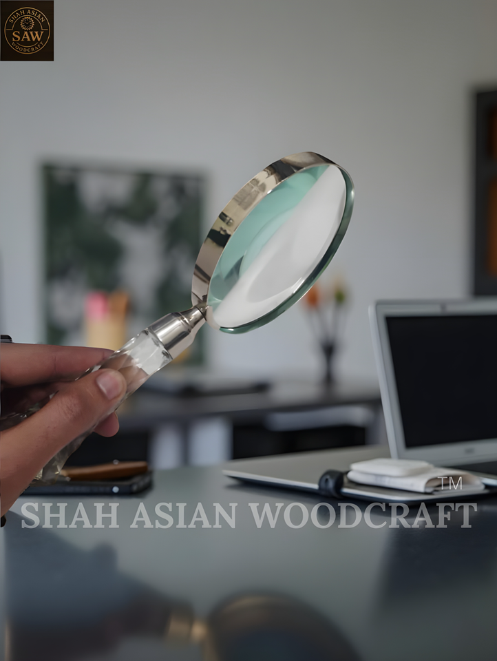 Antique Heavy Crystal Magnifying Glass Solid Vintage Magnifier & A ...