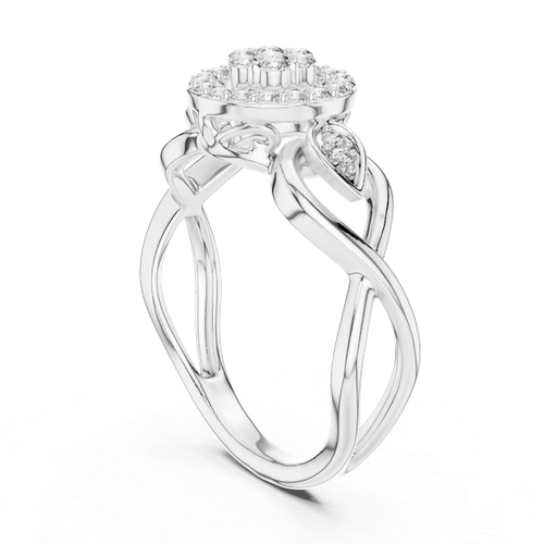 Engagement Certified 28 Pc Round Diamond Lovely Twisted Ring 925 Silver ...