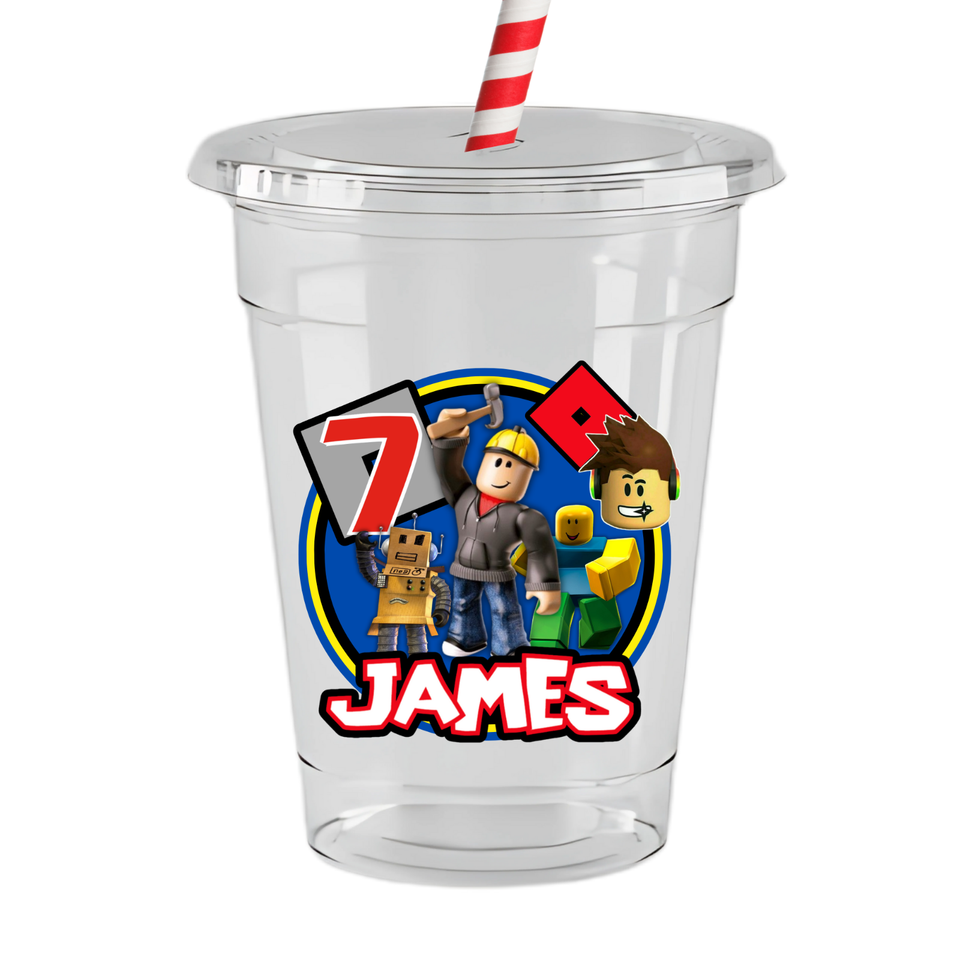 Roblox Personalized Party Cups 16 oz -Set of 12 Birthday Cups with Lids ...