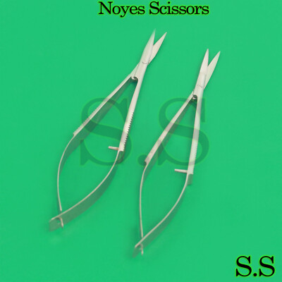 2 Noyes Scissors Ophthalmic Surgical Lab Instruments 1 STR. 1 Curved 4. ...