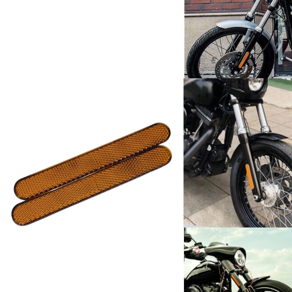 Amber Front Rear Fork Leg Reflector Sticker Reflective Fit For Harley ...